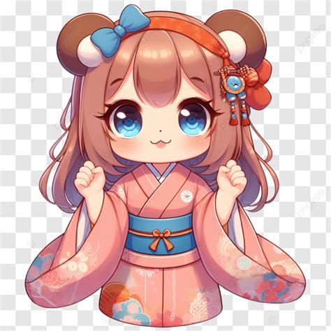 Cute Chibi Character Wear Japanese Kimono Sticker Fireworks Festival Stickers Chibi Person