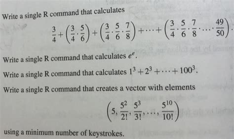 Solved Write A Single R Command That Calculates Write A