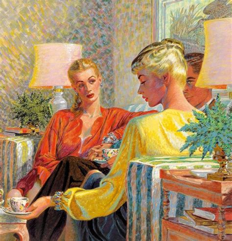 Sapphic Vintage Art 50s Painting Vintage 50s Art Old Art