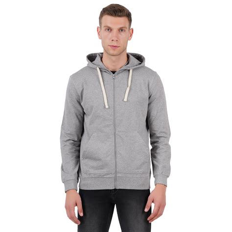 Mens Grey Cotton Zip Up Hoodie Arziki In