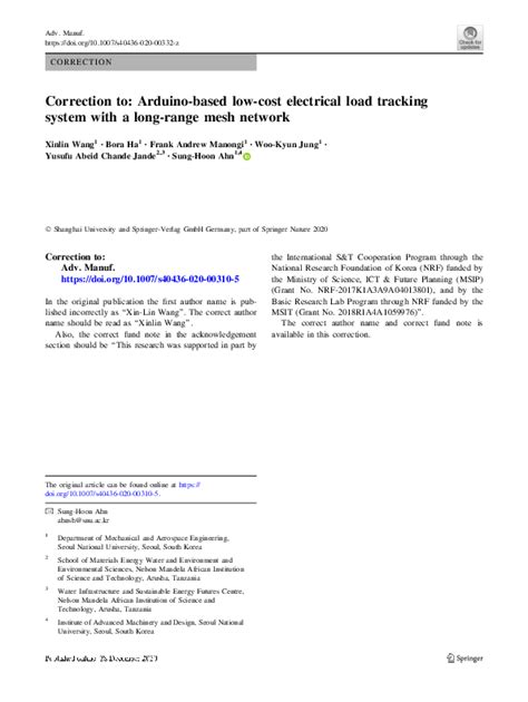 Pdf Correction To Arduino Based Low Cost Electrical Load Tracking System With A Long Range