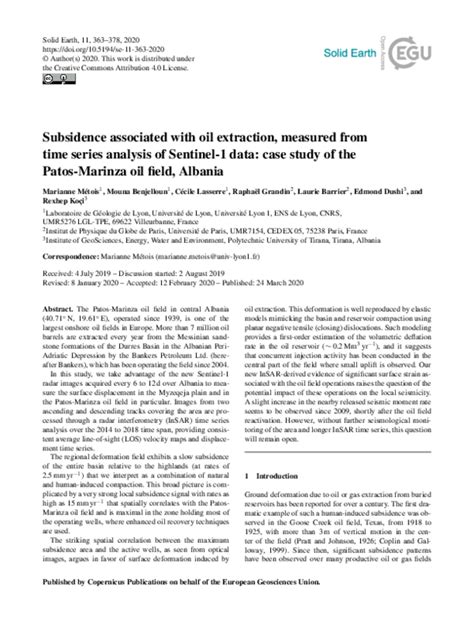 Pdf Subsidence Associated With Oil Extraction Measured From Time