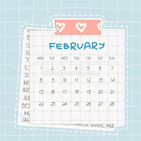 February 2021 Calendar Blue Text On Squared Paper With Dots A Piece