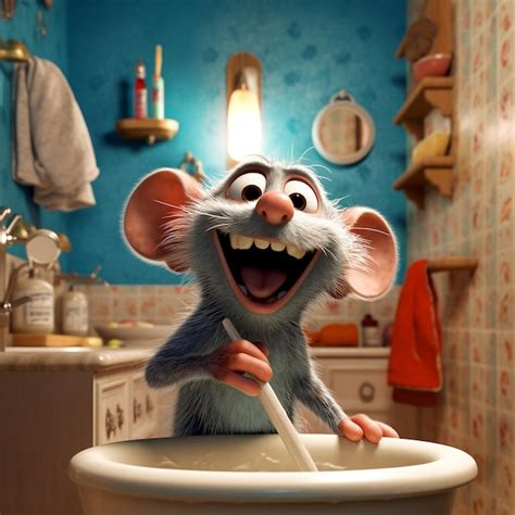 Premium Ai Image Remy From Disney039s Ratatouille Brushing His Teeth