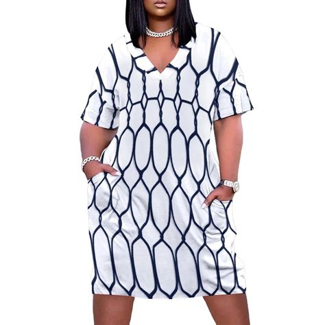 Dark Blue Looped Net Pattern Loose Pocket Dress Dresses Summer Summer