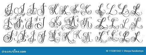 Calligraphy Letters Set J K And L Script Font Isolated Stock Vector Illustration Of Alphabet