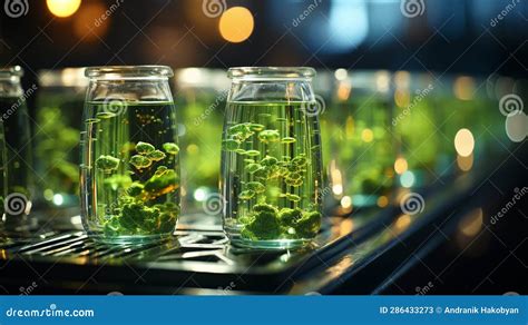 Microalgae Biotechnology Top View Of Algae Research Process For Biofuel Production In