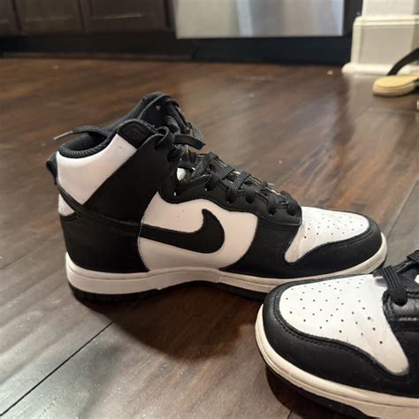 Nike Dunk High Panda Trainers In Black And White Depop