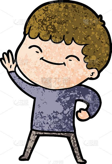 卡通微笑的男孩