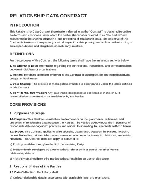 Relationship Dat Contract Template Fill Out And Sign Online Dochub