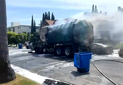 Trash Truck Erupts In Flames Chars Parked Cars In Los Angeles Neighborhood
