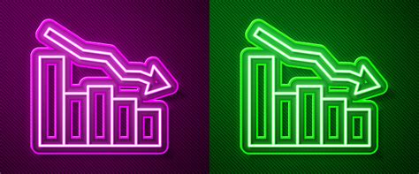 빛나는 네온 라인 금융 성장은 보라색과 녹색 배경에 고립 된 아이콘을 감소 매출 증대 벡터 0명에 대한 스톡 벡터 아트 및 기타 이미지 Istock