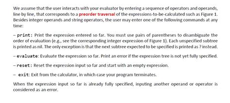 Solved Problem An Expression Evaluator Using Preorder