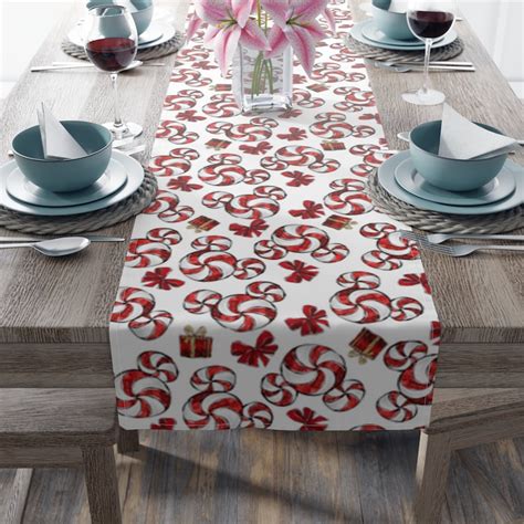 Disney Mickey Peppermints Cotton Table Runner Disney Table Runner Disney Mickey Décor Holiday