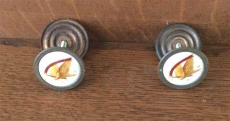 Two Vintage Hitchcock Eagle Brass And Porcelain Drawer Pulls 1817848965