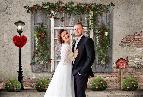 Avezano Rose Window Backdrop For Valentines Day Photography