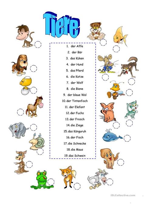 Tiere Arbeitsblatt Kostenlose Daf Arbeitsblätter Deutsch Lernen Kinder Deutsch Kinder