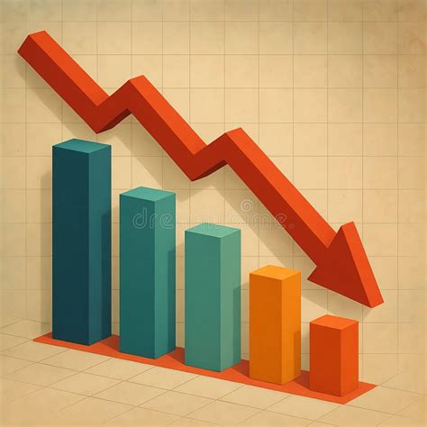 Declining Business Metrics With Red Arrow And Bar Graph Stock