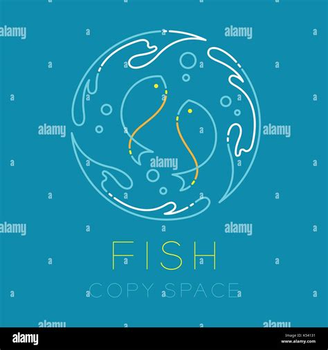 Zwei Fische Oder Fische Wasser Splash Kreis Und Luftblase Logo Symbol