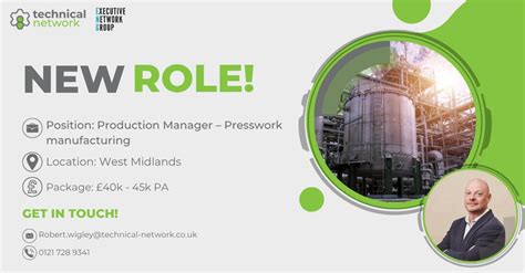 Our Associate Director Robert Wigley Is Currently Looking For An Experienced Production Manager