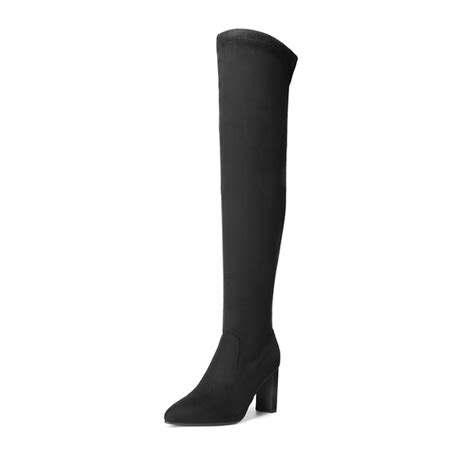 Black Suede Womens Stretch Thigh High Boots Dream Pairs