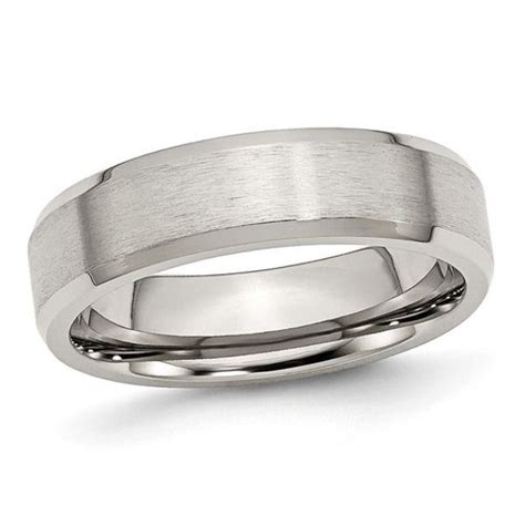 Mens 60mm Beveled Edge Comfort Fit Wedding Band In Stainless Steel