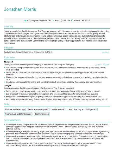Quality Assurance Test Program Manager Qa Assurance Test Program