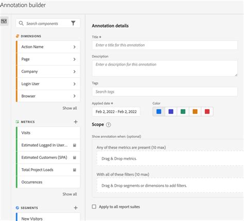 Create Annotations Adobe Analytics