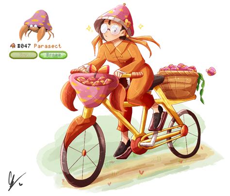 Endifi Parasect Nintendo Pokemon Black Footwear 1girl Bicycle Closed Mouth Gen 1 Pokemon