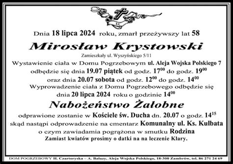 Śp Mirosław Krystowski Nekrolog