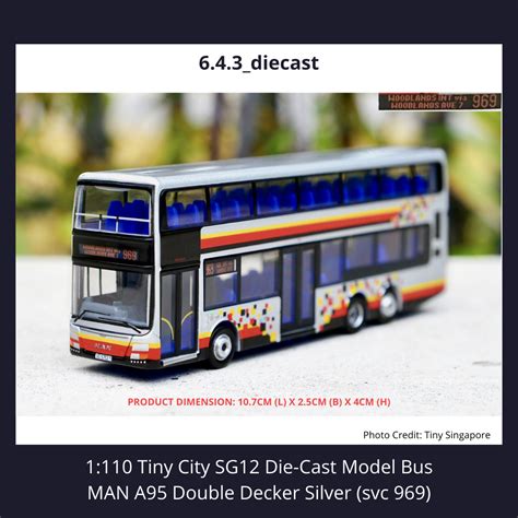 [local Stock] 1 110 Tiny City Sg12 Die Cast Model Bus Man A95 Silver Double Decker Pixel