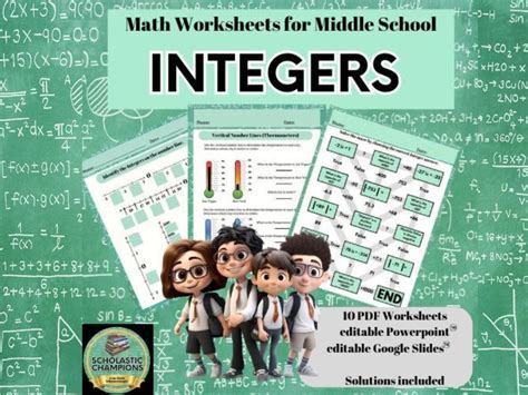 Integers Middle School Math Worksheets Teaching Resources