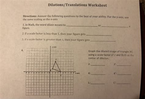 Dilation Scale Factor Worksheet Answers