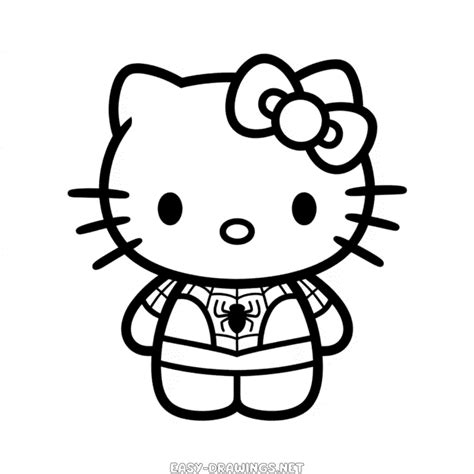 Hello Kitty And Spider Man Easy Drawing Easy Drawings