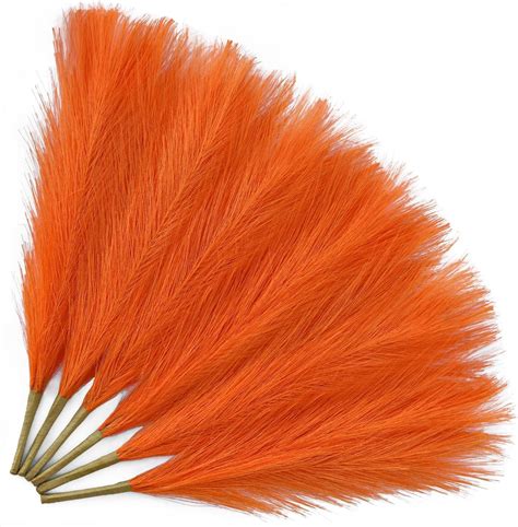 Hyke Faux Orange Pampas Grass 6pcs 177 Pampas Grass Stems Fall Vibe