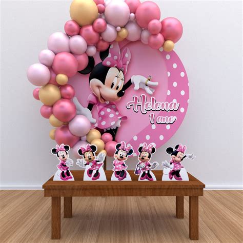 Kit Festa Redondo C Nome Idade Kit Festa Minnie Rosa 02 Elo7
