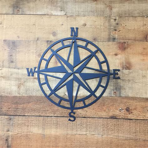 Metal Compass Rose Wall Art Nautical Outdoor Decor Etsy Metal Tree Wall Art Compass Wall