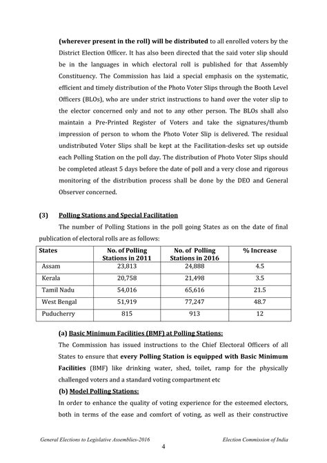 Schedule For The General Elections To The Legislative Assemblies Of Assam Kerala Tamil Nadu