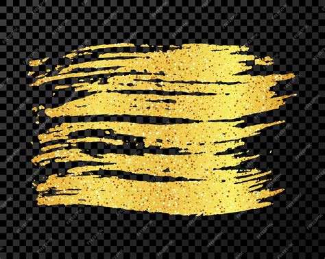 어두운 투명한 배경에 고립 된 손으로 그린 잉크 점 금색 브러시 스트로크 터 일러스트레이션 프리미엄 벡터