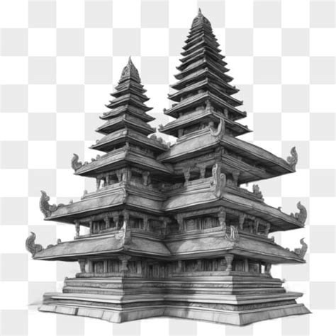 Download Intricately Designed Asian Temple Structure Sketches Online