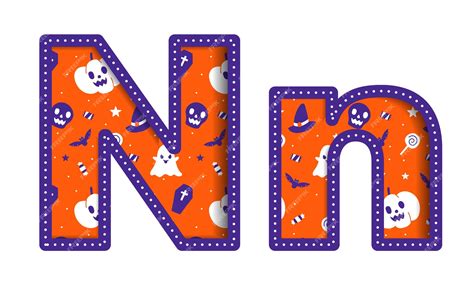 Premium Vector Cute Happy Halloween N Alphabet Capital Small Letter Party Font Typography