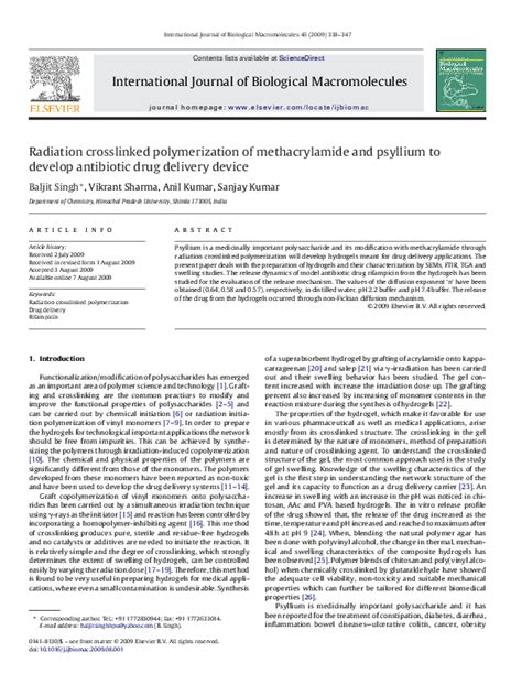 Pdf Radiation Crosslinked Polymerization Of Methacrylamide And