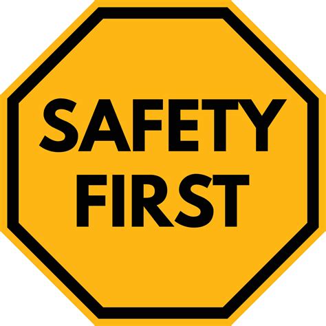 Yellow Safety First Octagon Shape Sign Warning Sign Vector 26468765