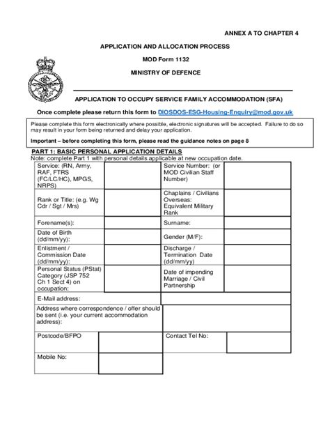 Fillable Online Mod Form 1132 Application To Occupy Sfa Fax Email