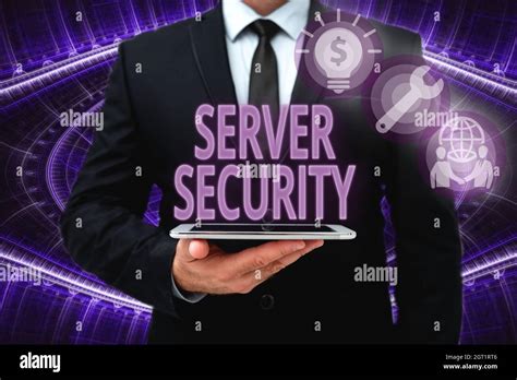 Conceptual Caption Server Security Word Written On Web Server That