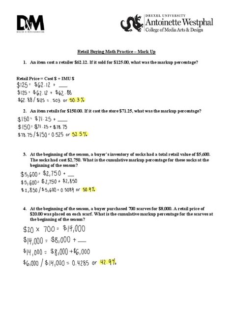 Retail Math Part1 Markup Pdf Investing Private Sector