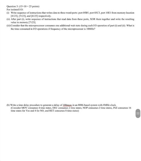 Solved Question 3 1510 25 Points For Isolated Io I