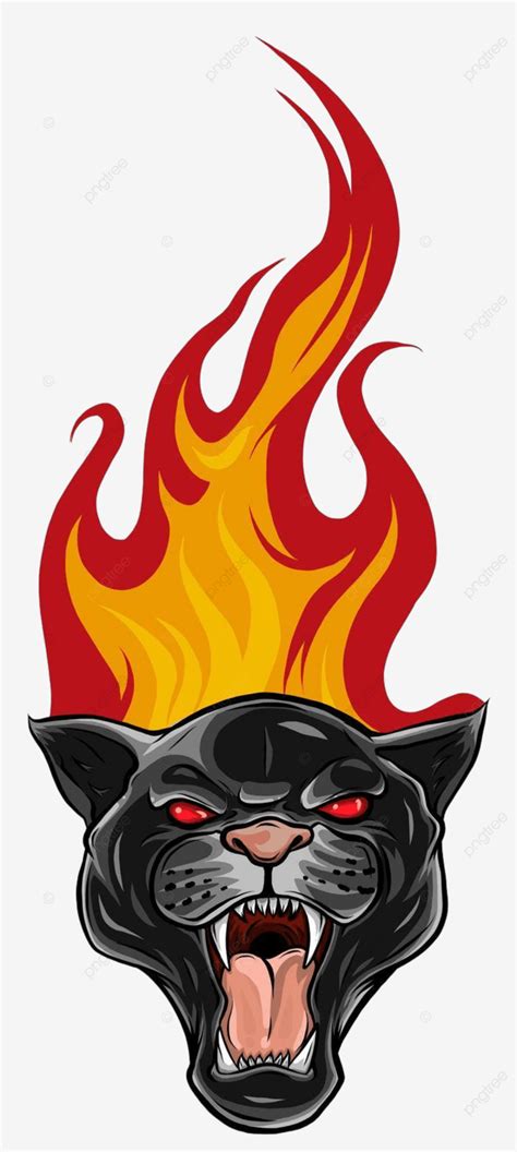 Black Panther Tattoo Designwith Flames Vector Set Sport Mad Vector Set