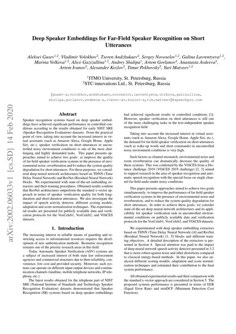 Pdf Deep Speaker Embeddings For Far Field Speaker Recognition On