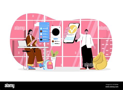 App Development Web Character Concept Development Team Creates Interface Develops And